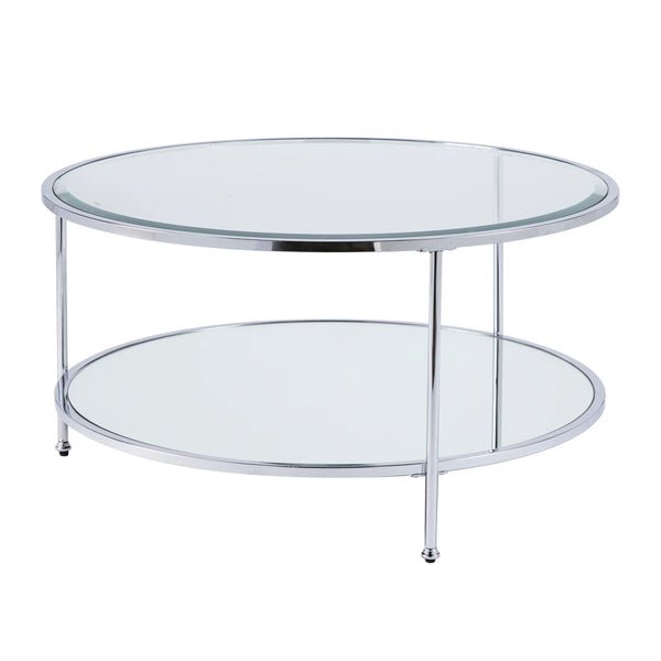 Buy SEI Furniture Risa Round Coffee Table W Storage Chrome CK0630 - American Home Furniture